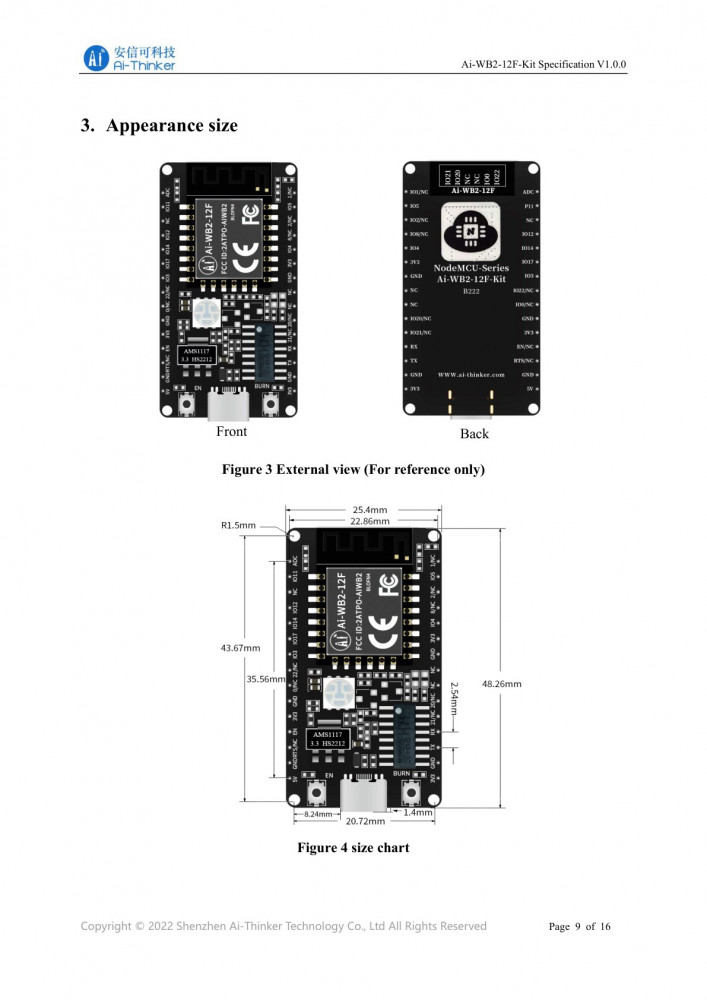 Ai-WB2-12F-KIT specification document, page 9