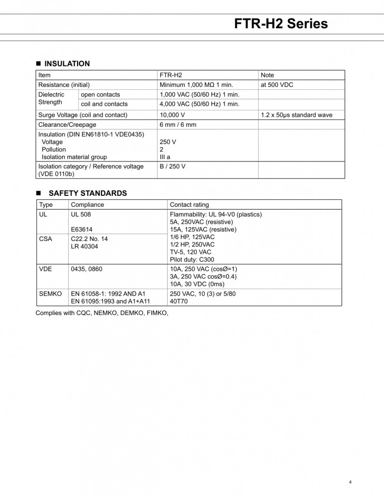 FTR-H2 datasheet page 4