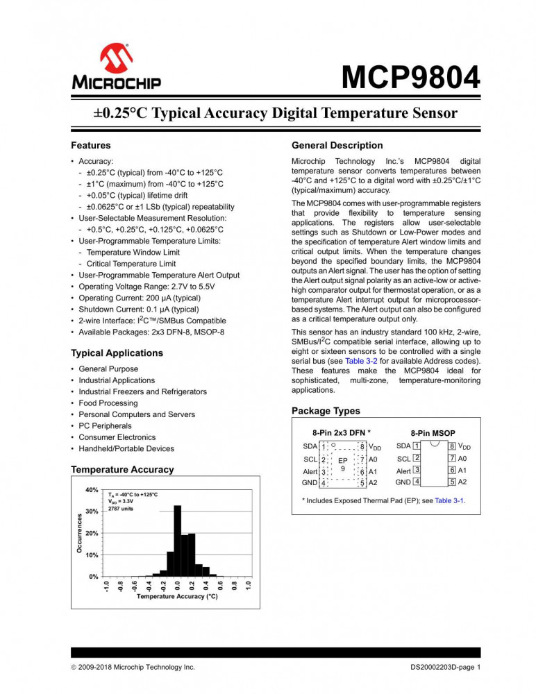 MCP9804 datasheet page 1