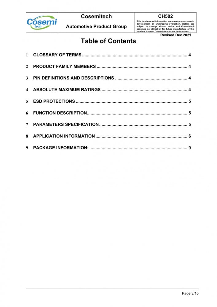CH502TB datasheet page 3