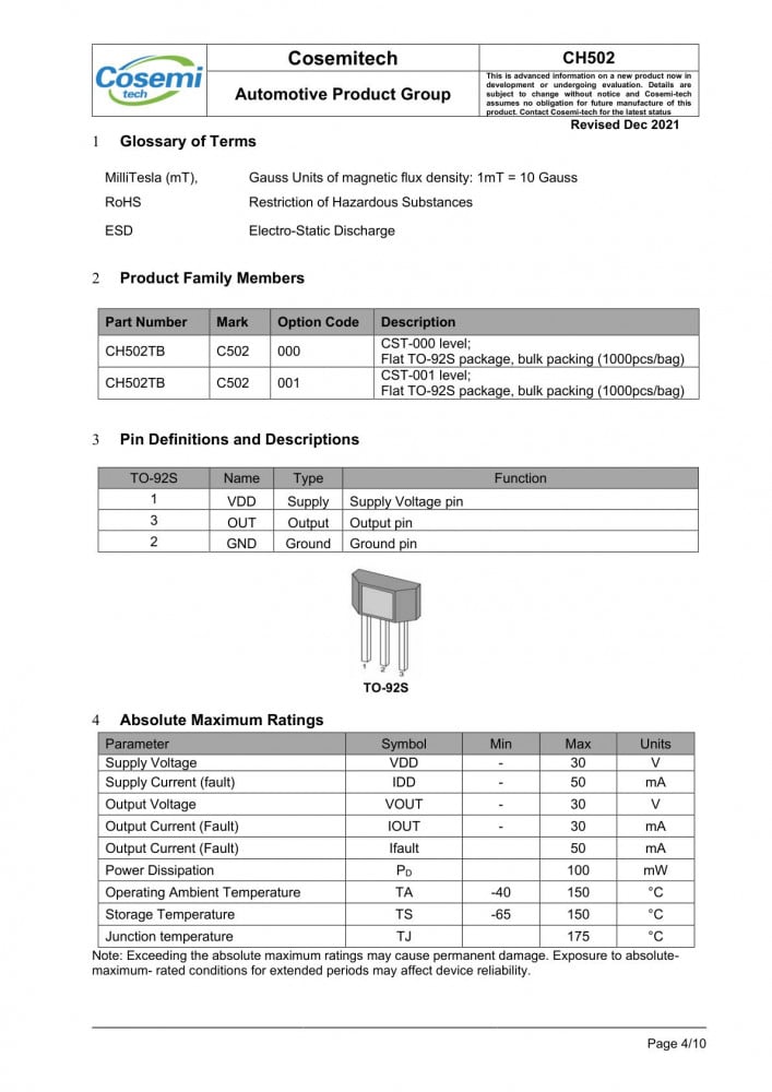 CH502TB datasheet page 4