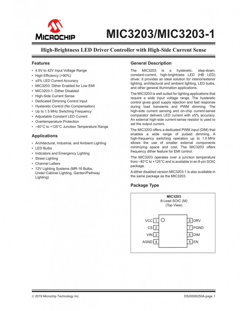 MIC3203 datasheet page 1