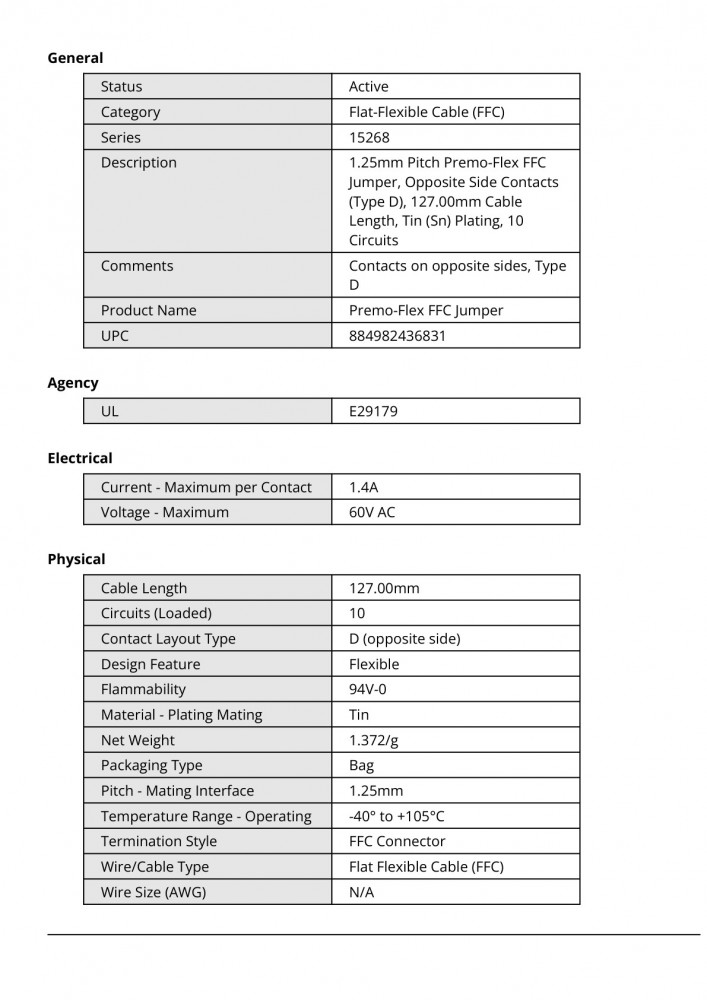 MOLEX 15268 family specification page 2