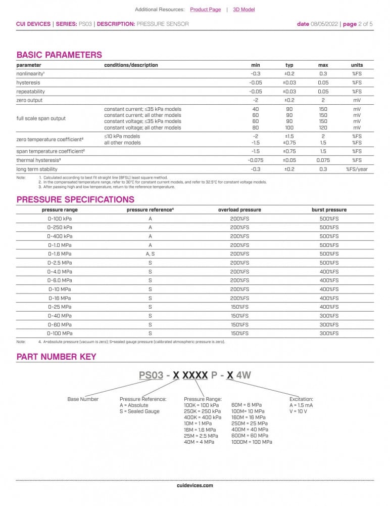 PS03-A16MP-V4W datasheet page 2