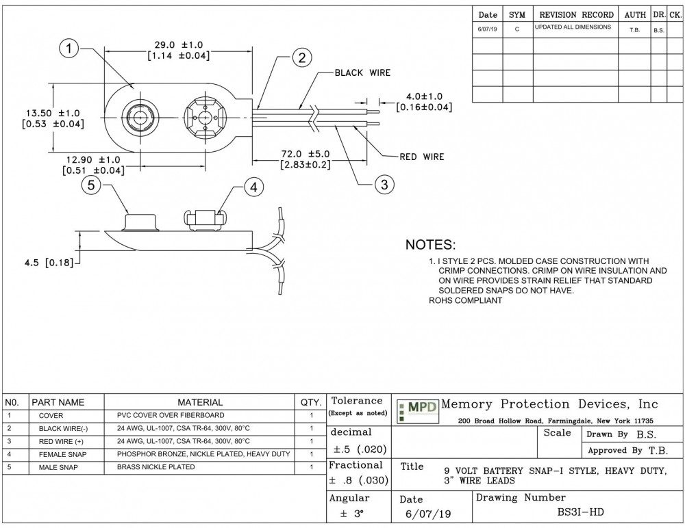 MPD BS3I-HD technical drawing preview