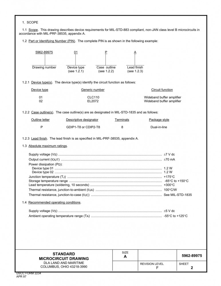 CLC110A/BPA datasheet page 3