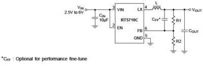 RT5710B - 6V, 1A, 1.5MHz, CMCOT Synchronous Step-Down Converter