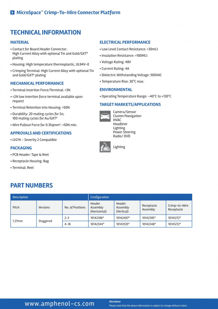 Amphenol MicroSpace technical document page 2