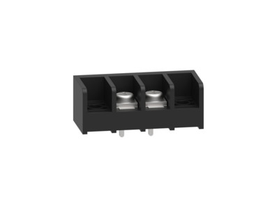 9.53mm Pitch, Single Row, Tri-Barrier Terminal Strip, with Mounting Ends, Black, Steel Screws, 2 Circuits for sale