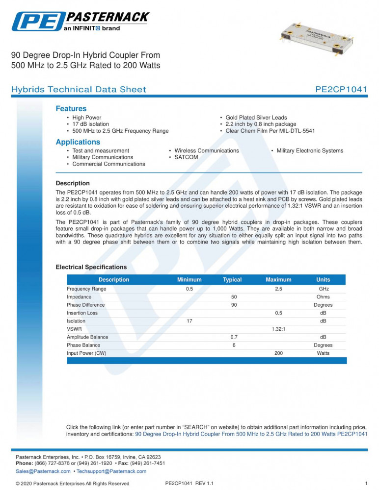 PE2CP1041 datasheet page 1