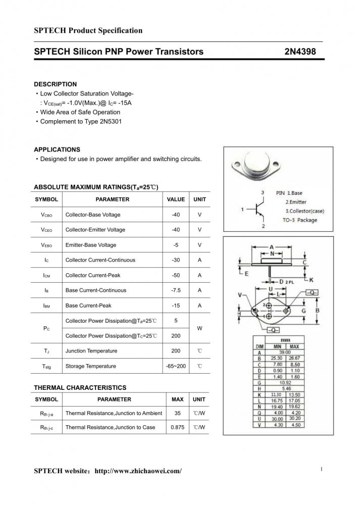 SPTECH 2N4398 datasheet page 1