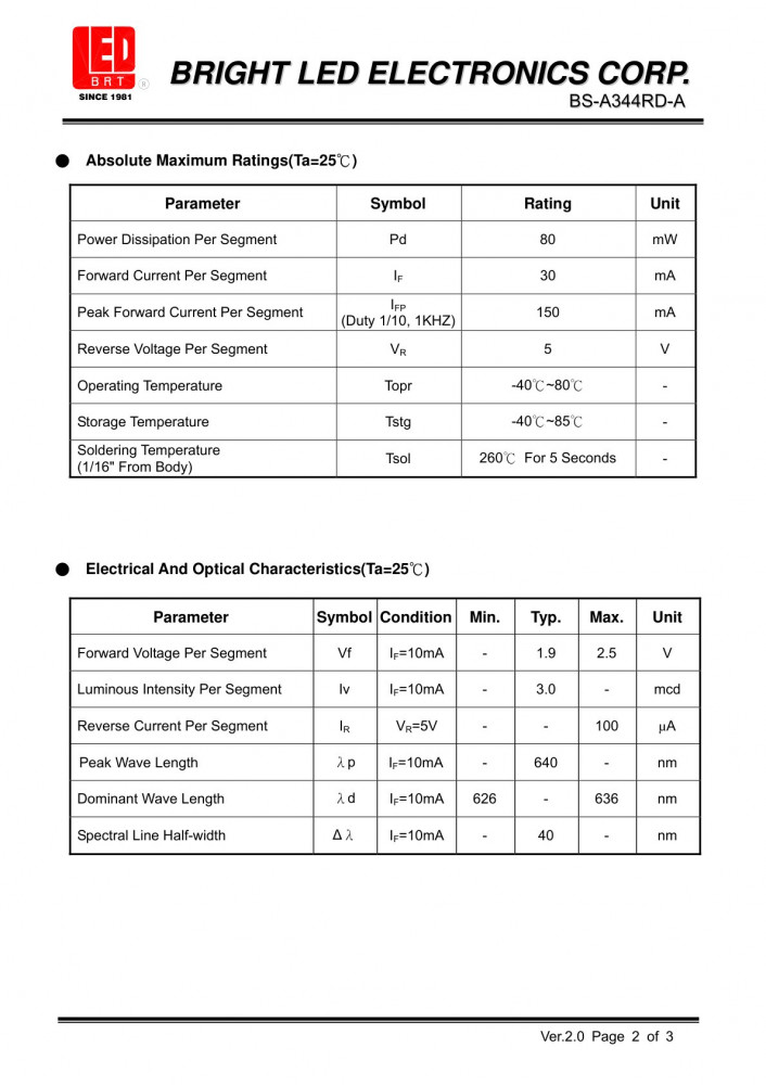 BS-A344RD datasheet page 2