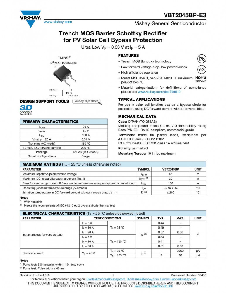 VBT2045BP datasheet page 1