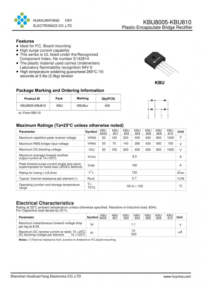 KBU810 datasheet page 1