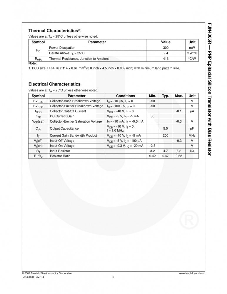 FJN4305RTA datasheet page 2