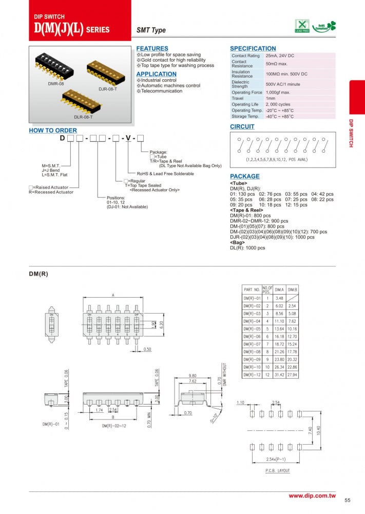 Diptronics DMR series technical drawing