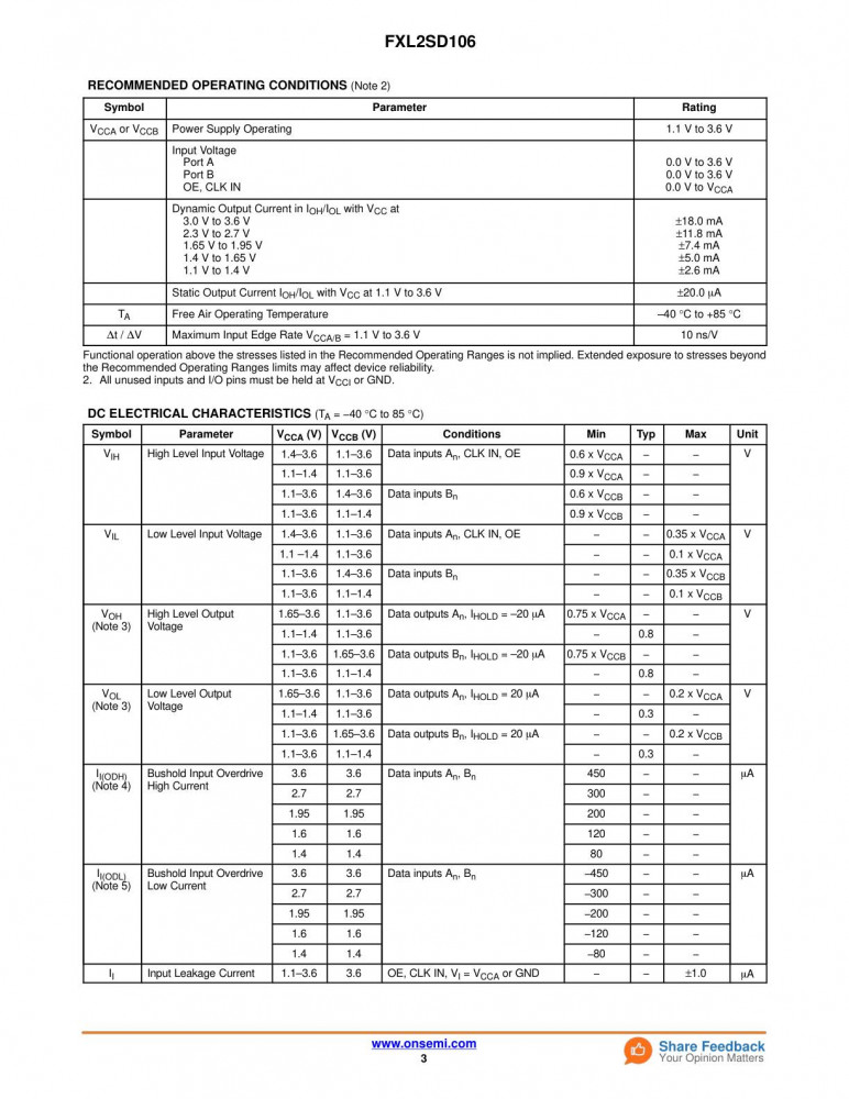 FXL2SD106 datasheet page 3