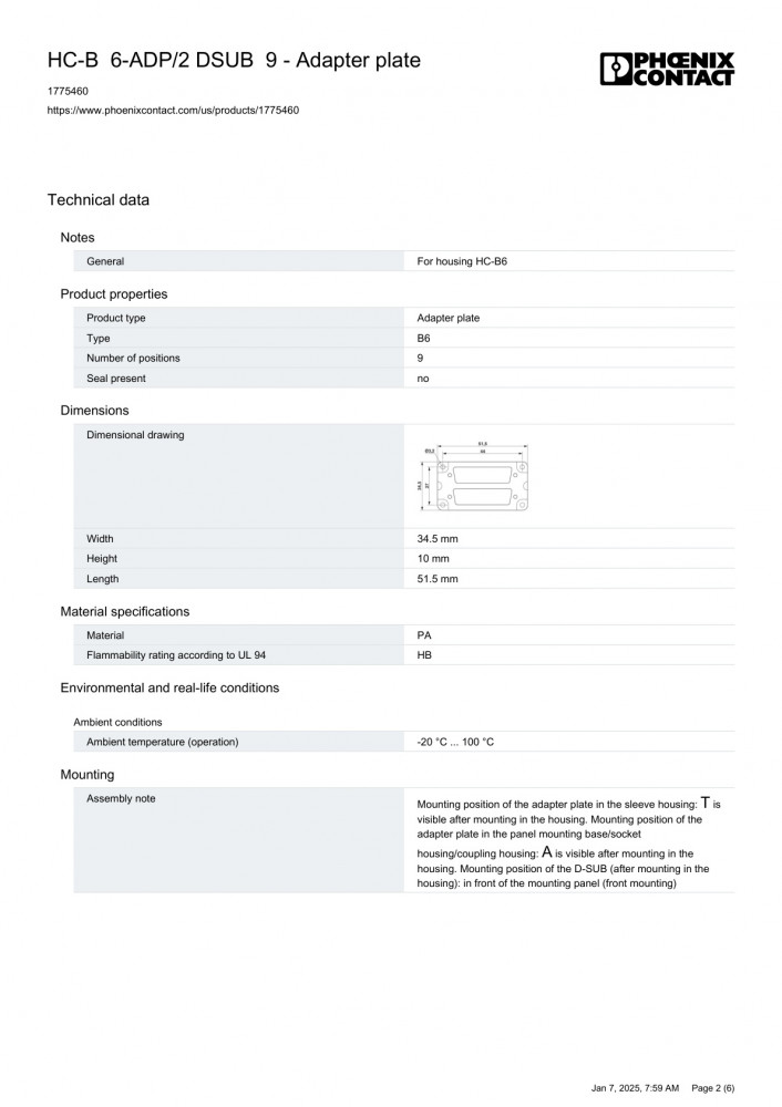 Phoenix Contact 1775460 technical document page 2