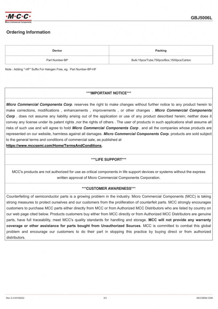 GBJ5006L-BP datasheet page 3
