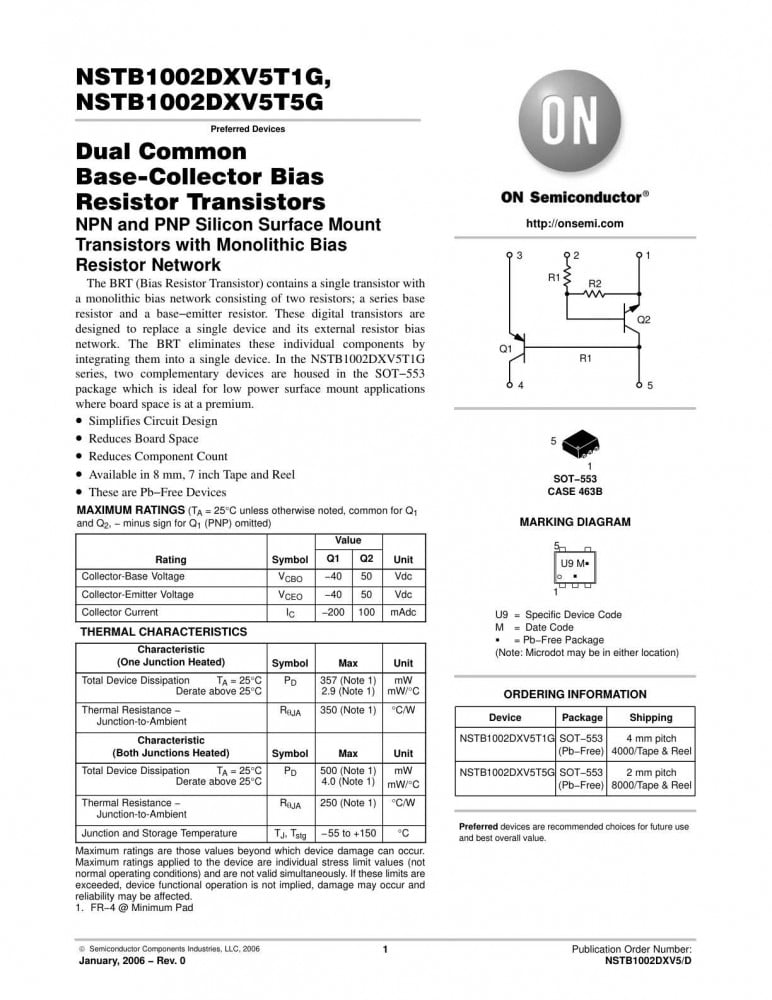 NSTB1002DXV5T1G datasheet page 1