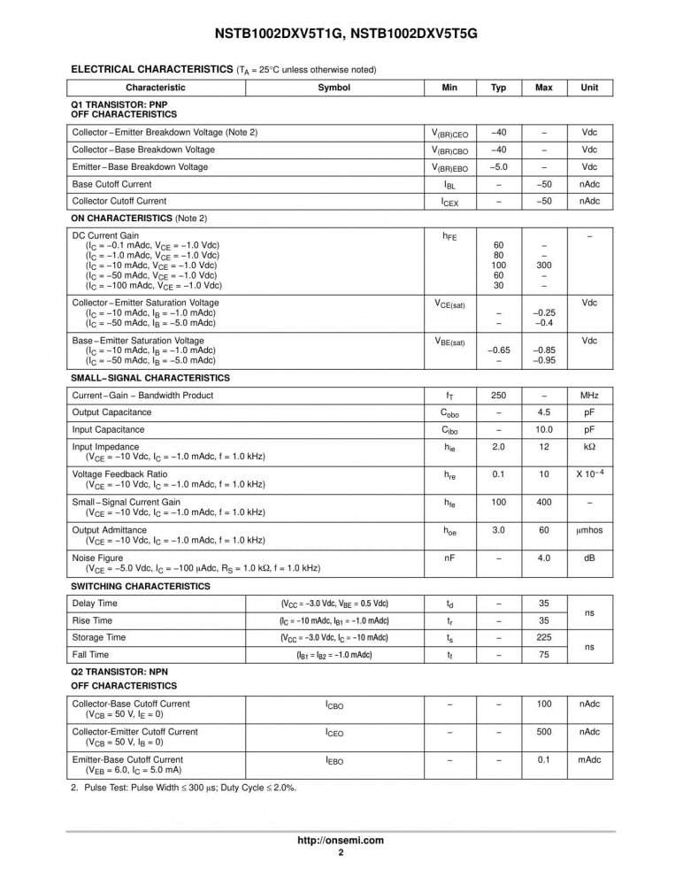 NSTB1002DXV5T1G datasheet page 2
