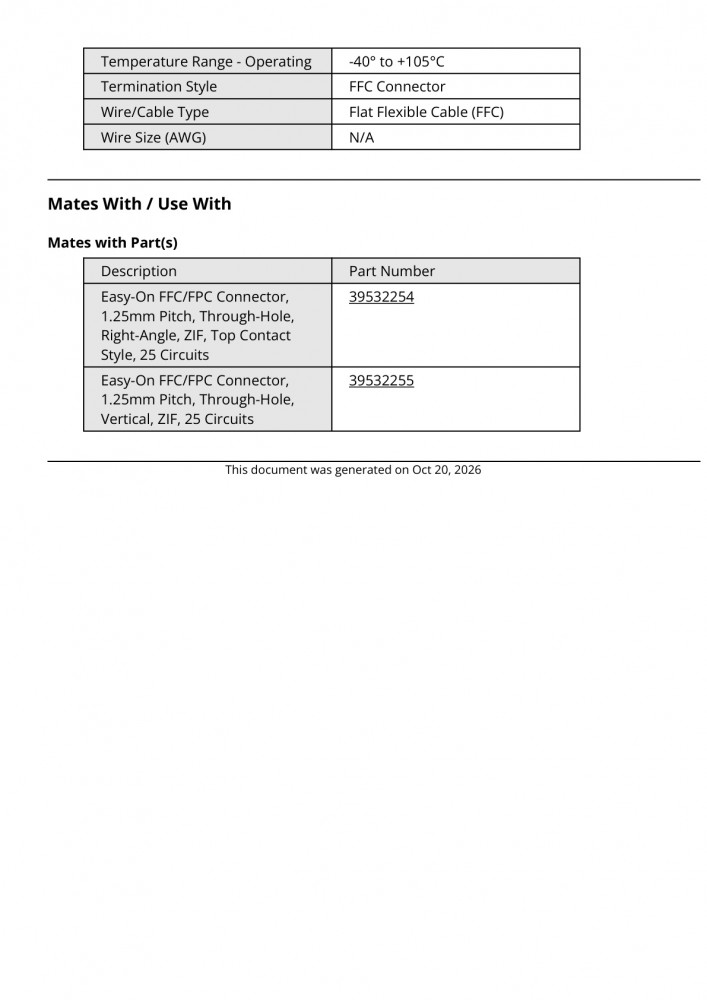 Molex 1.25 mm pitch FFC family specification, page image 3