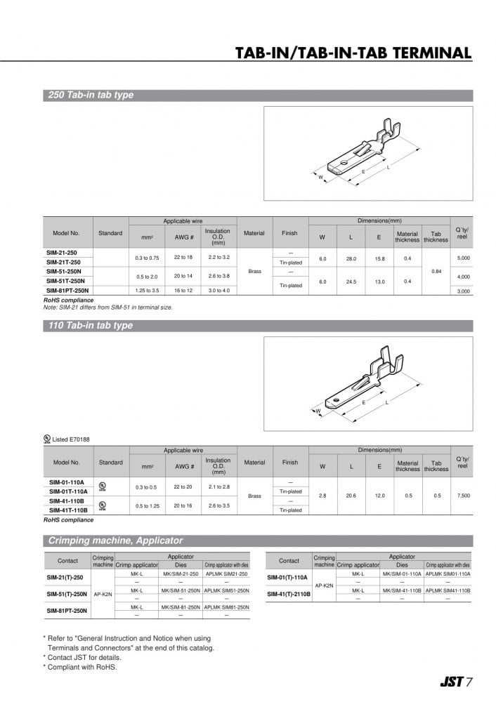 JST terminal catalog page 7