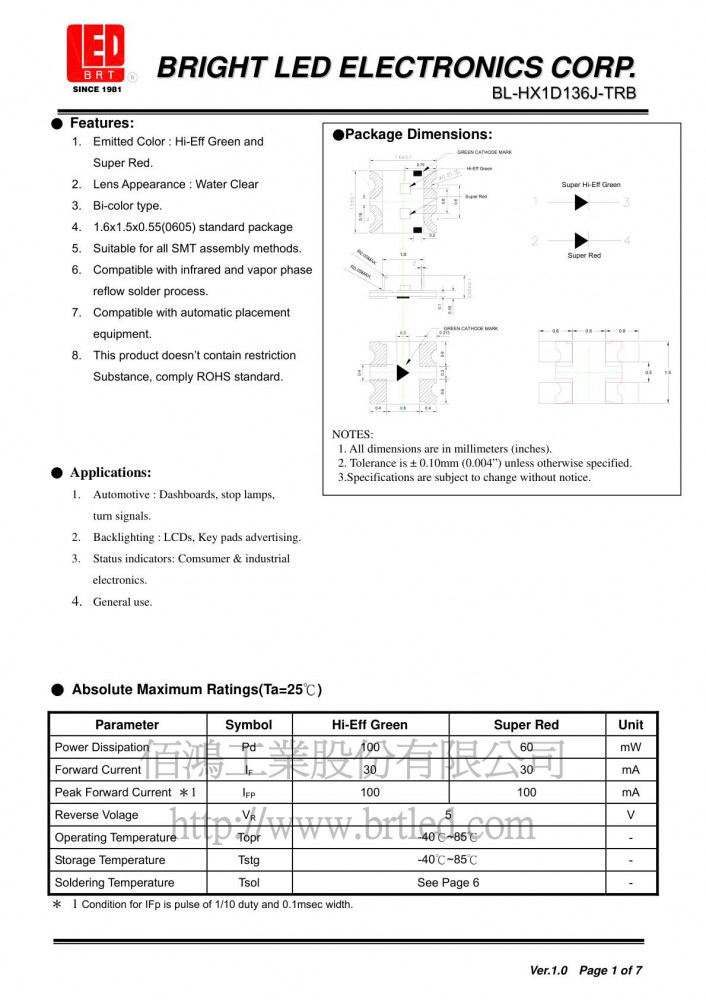 BL-HX1D136J-TRB datasheet page 1