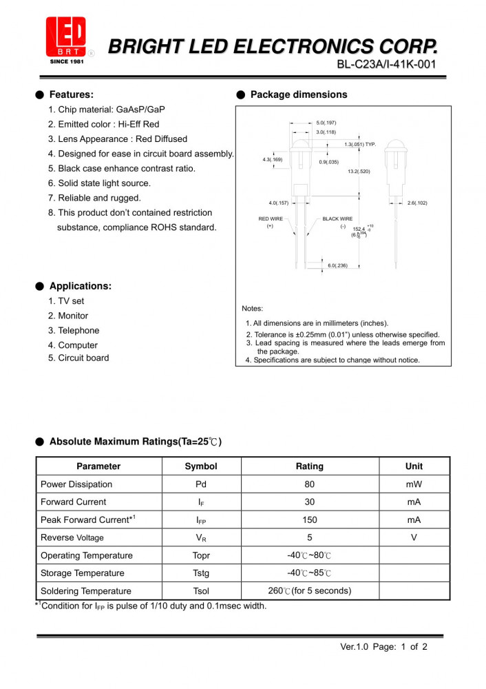BL-C23A-I-41K-001 datasheet page 1