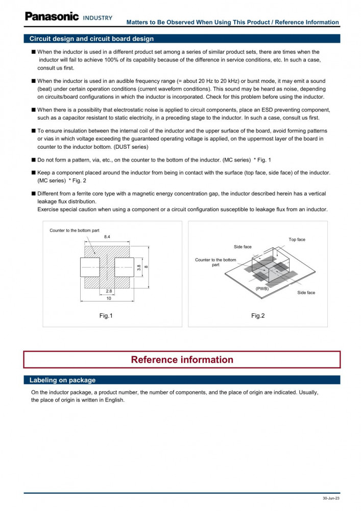 Panasonic power choke coil datasheet page 10