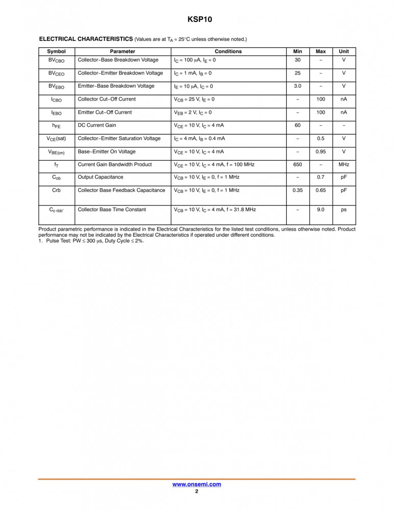 KSP10TA datasheet page 2