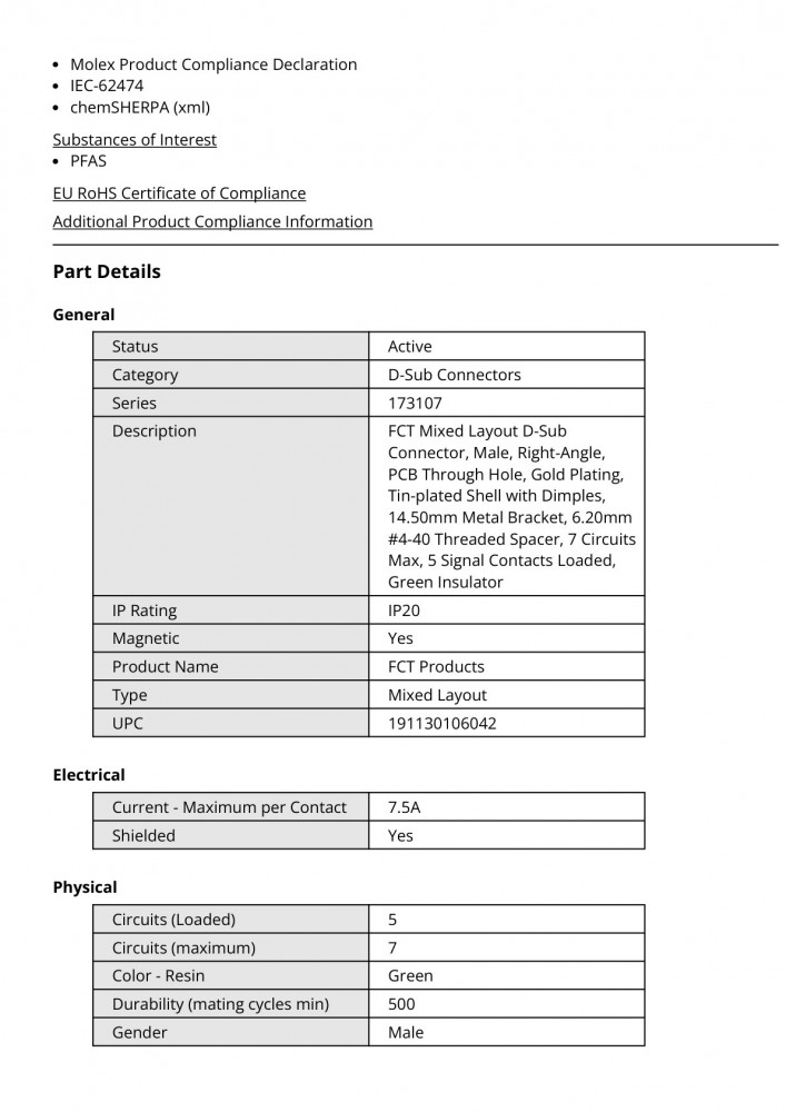 MOLEX 1731071128 technical document page 2