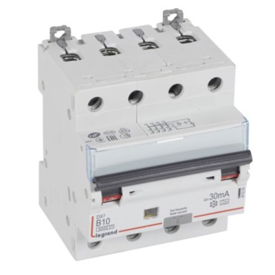DX³ - RCBO B10 - 4 poles - 6kA breaking capacity - 30mA - 4 Modules -Type A residual current protection -230/400V for sale