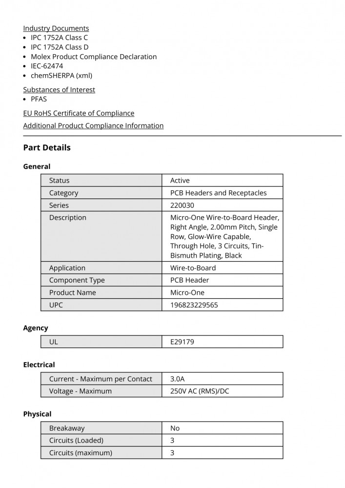 MOLEX 2200301031 document preview, page 2