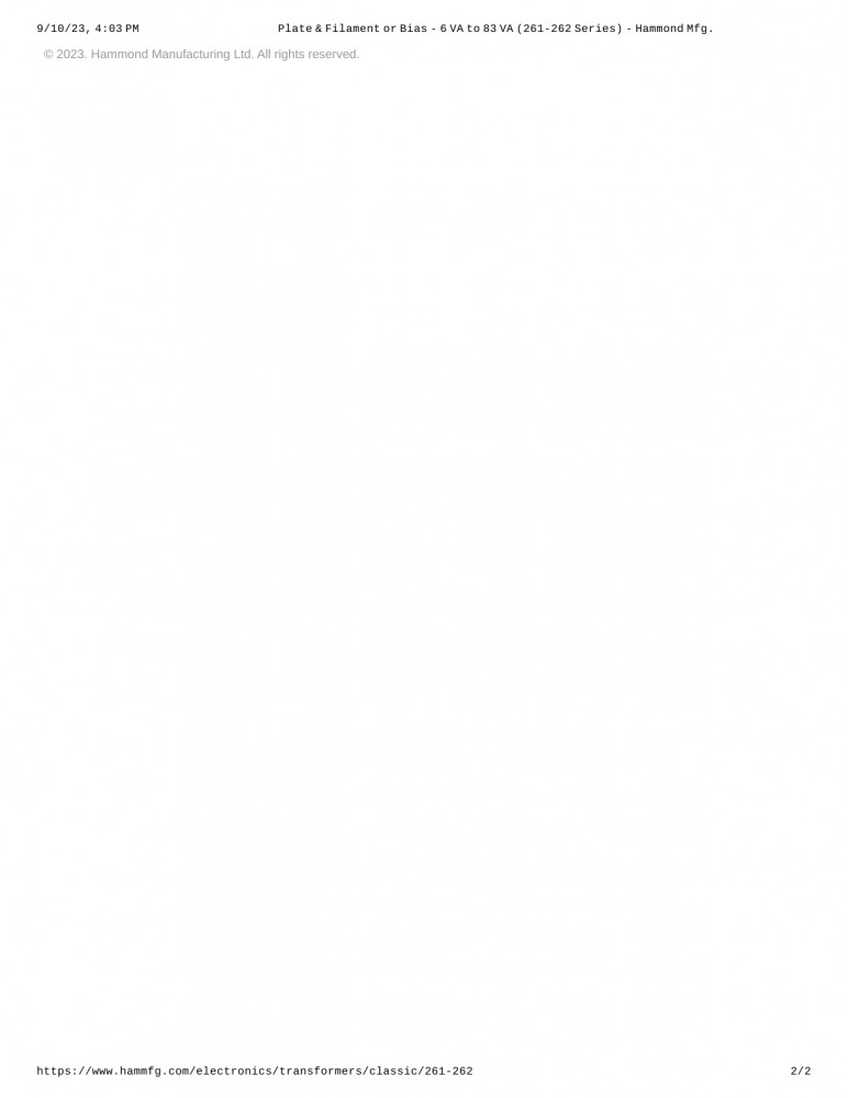 Hammond 261-262 Series technical document page 2