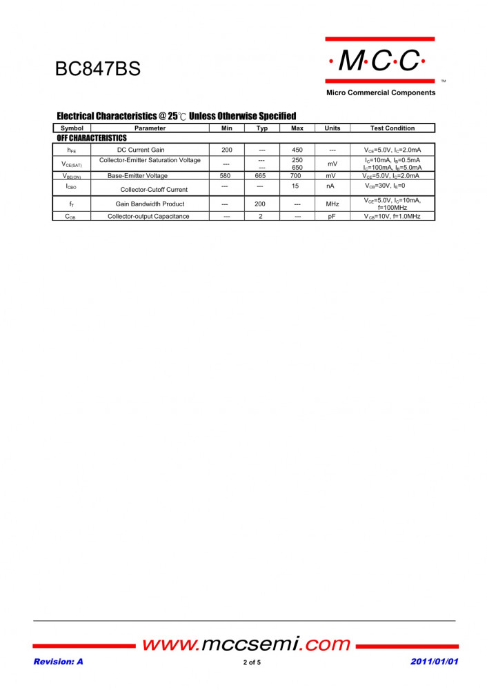 BC847BS-TP datasheet page 2