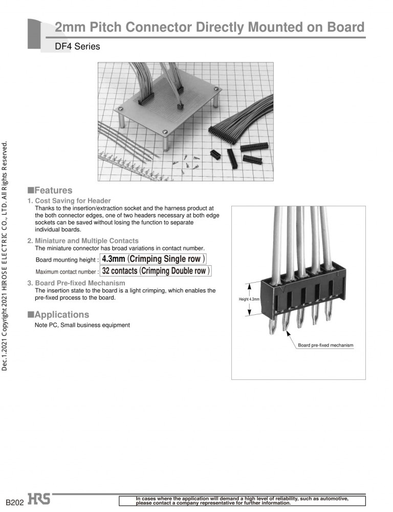 HRS DF4 series datasheet page 1