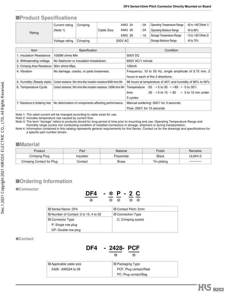 HRS DF4 series datasheet page 2