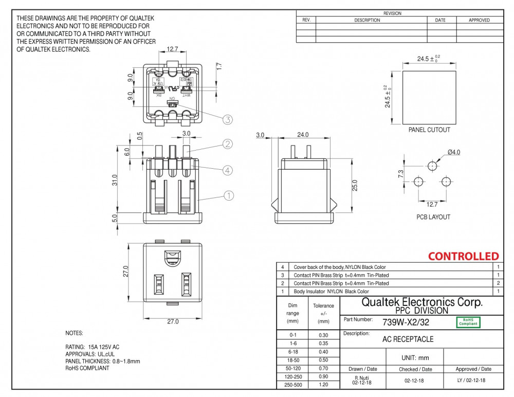 739W-X2/32 product drawing