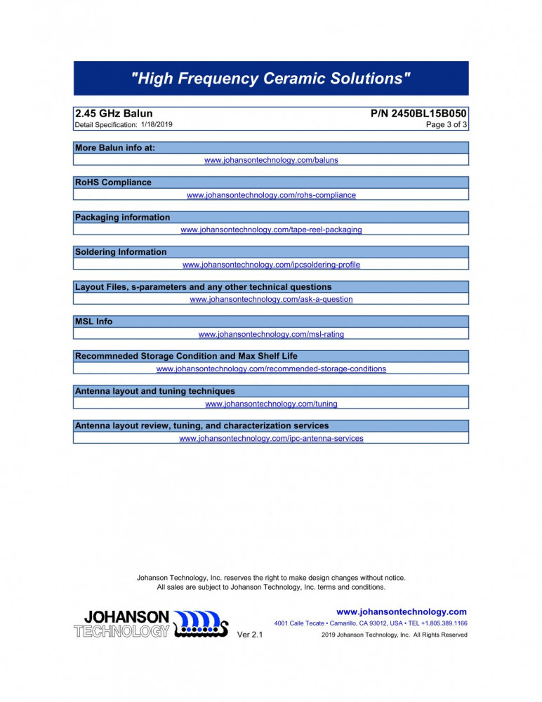 2450BL15B050E datasheet page 3