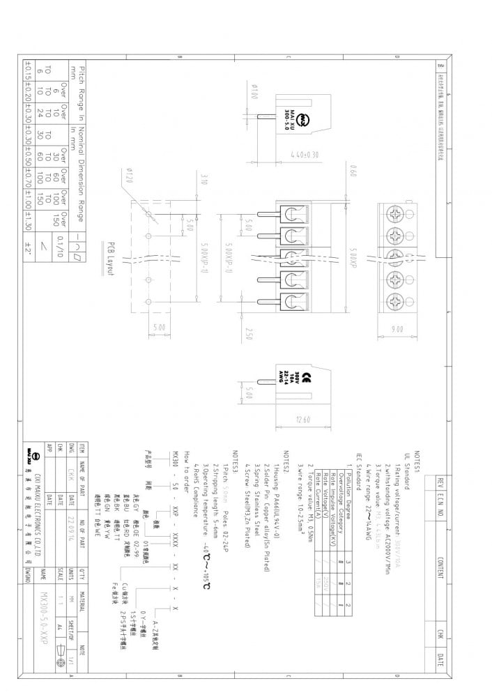 MX300-5.0-03P-BU01-Cu-Y-A technical drawing preview
