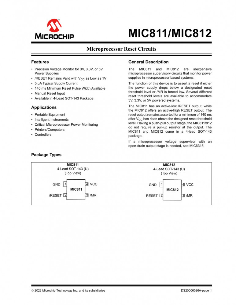 MIC811 technical document page 1
