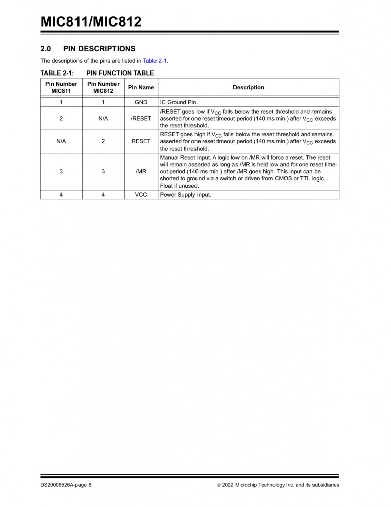 MIC811 technical document page 6