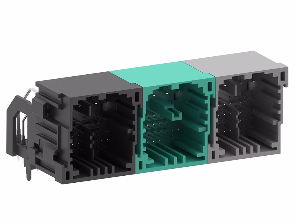 stAK50h 5 Bay Vertical Hybrid Header, 126 Circuits, Bay 1: 12 Circuits/Key 3/Purple; Bay 2: 25 Circuits/Key 2/Gray; Bay 3: 25 Circuits/Key 1/Green; Bay 4: 32 Circuits/Key 2/Blue; Bay 5: 32 Circuits/Key 1/Black; Tube