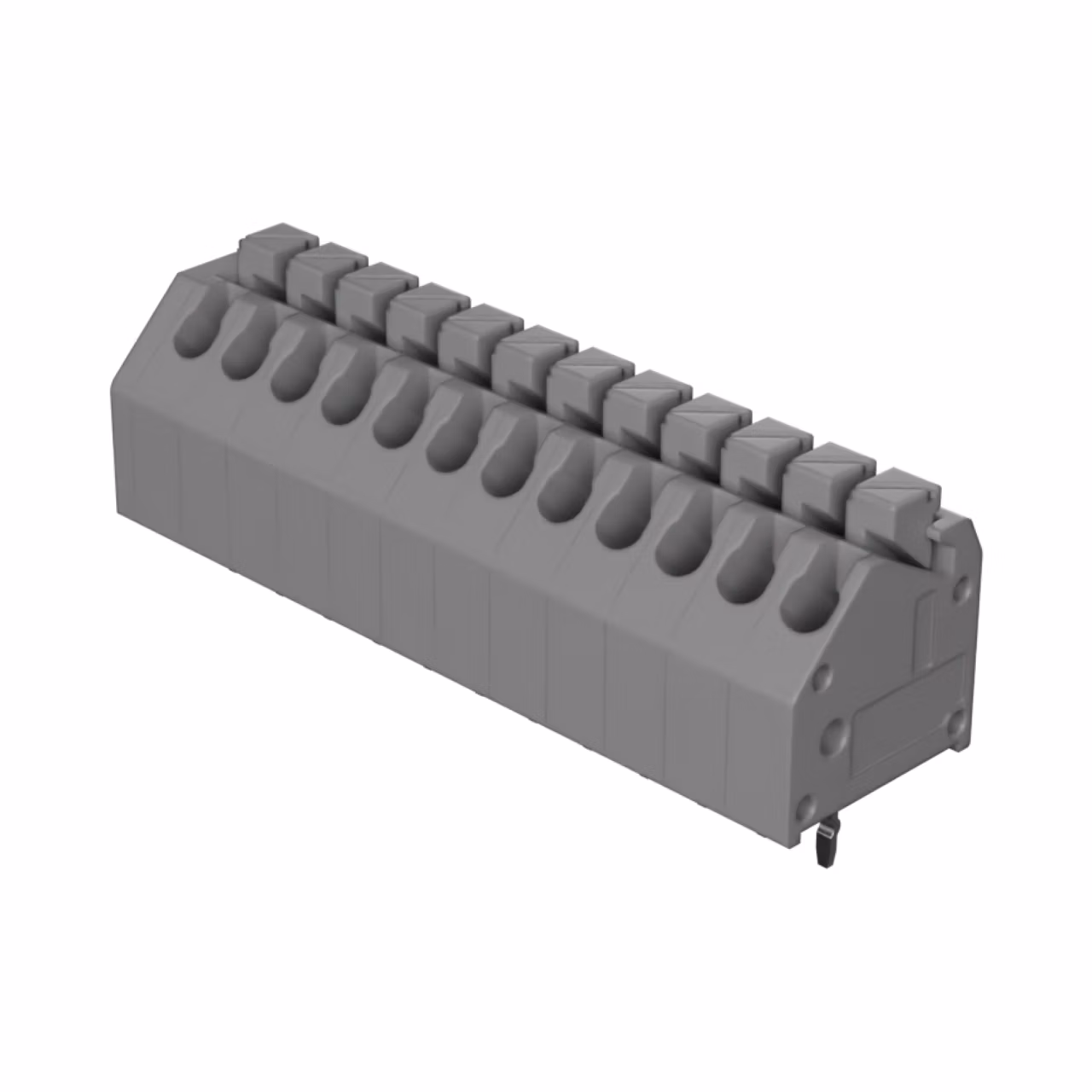 3.50mm Pitch, Eurostyle Fixed-Mount Push-Button Terminal Block, 45° Modular, 5A, 20-16 AWG, Light Gray, 12 Circuits for sale