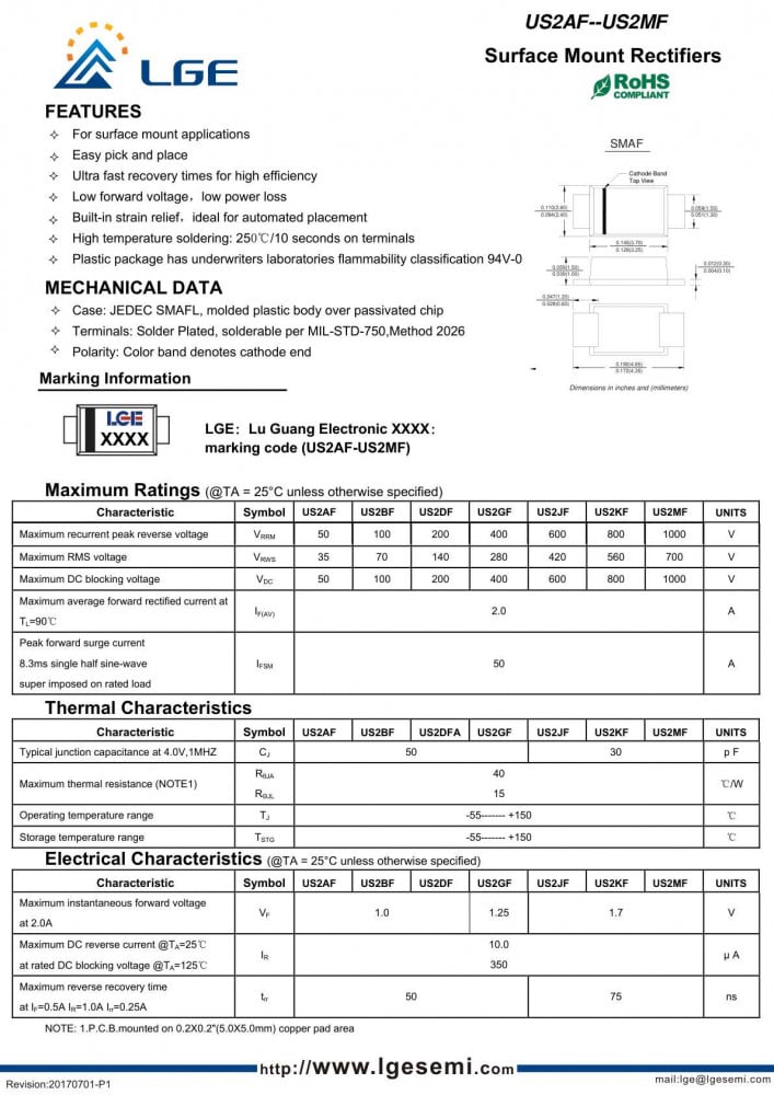 LGE US2MF datasheet page 1