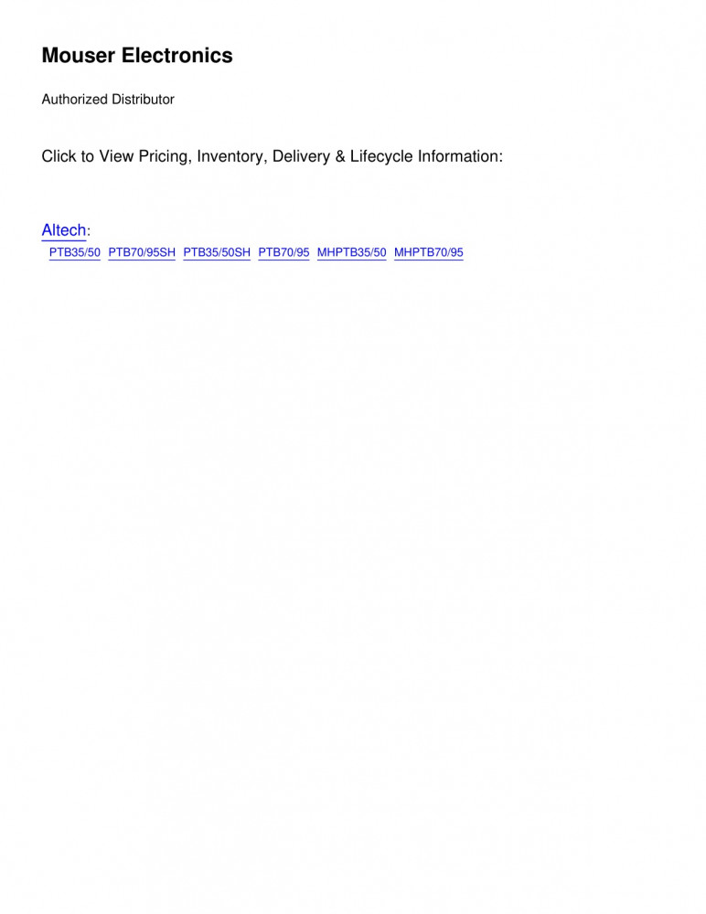 Altech PTB70/95SH technical document page 2