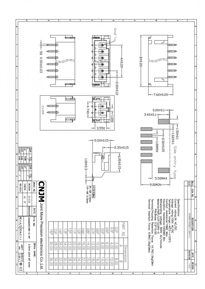 CNJM2001WR-S-5P technical document preview