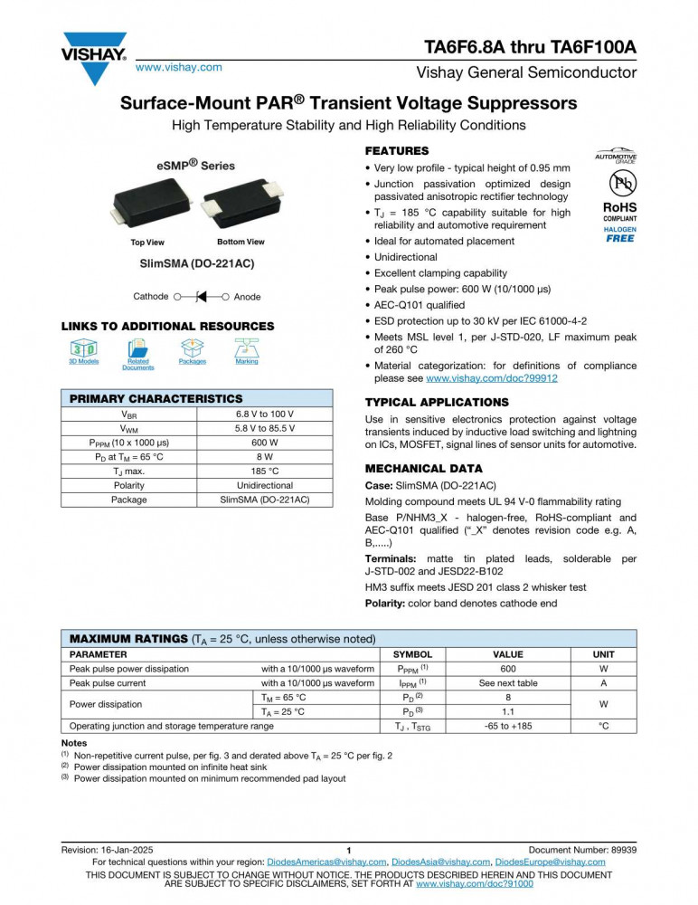 TA6F datasheet page 1