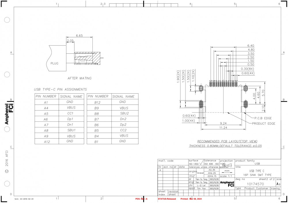 Amphenol 10174570-00C11LF product drawing sheet 2